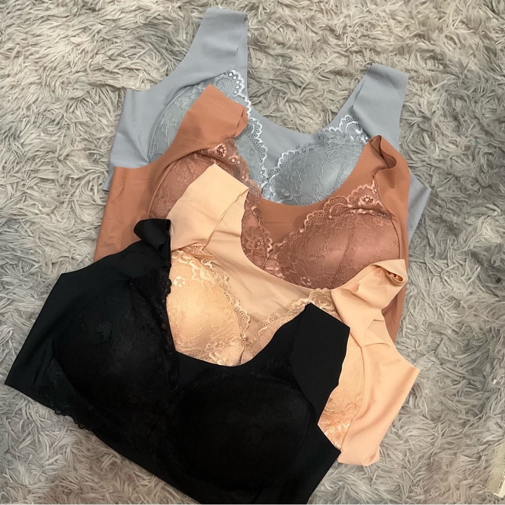 Elegant Lace Women's Intimates Set - Black, Tan, Gray - Gem